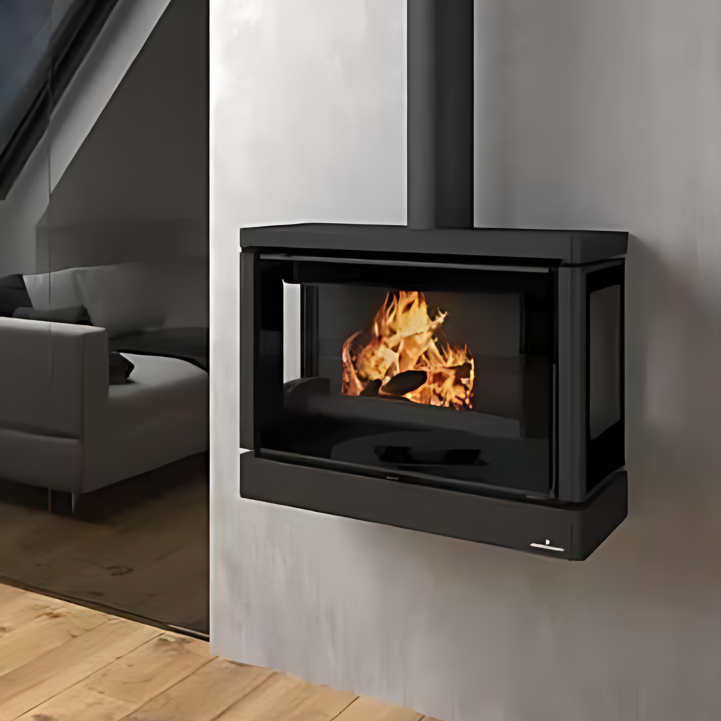 Poêle à bois suspendu ventilé raccordable 3 faces BRONPI Versailles C ...